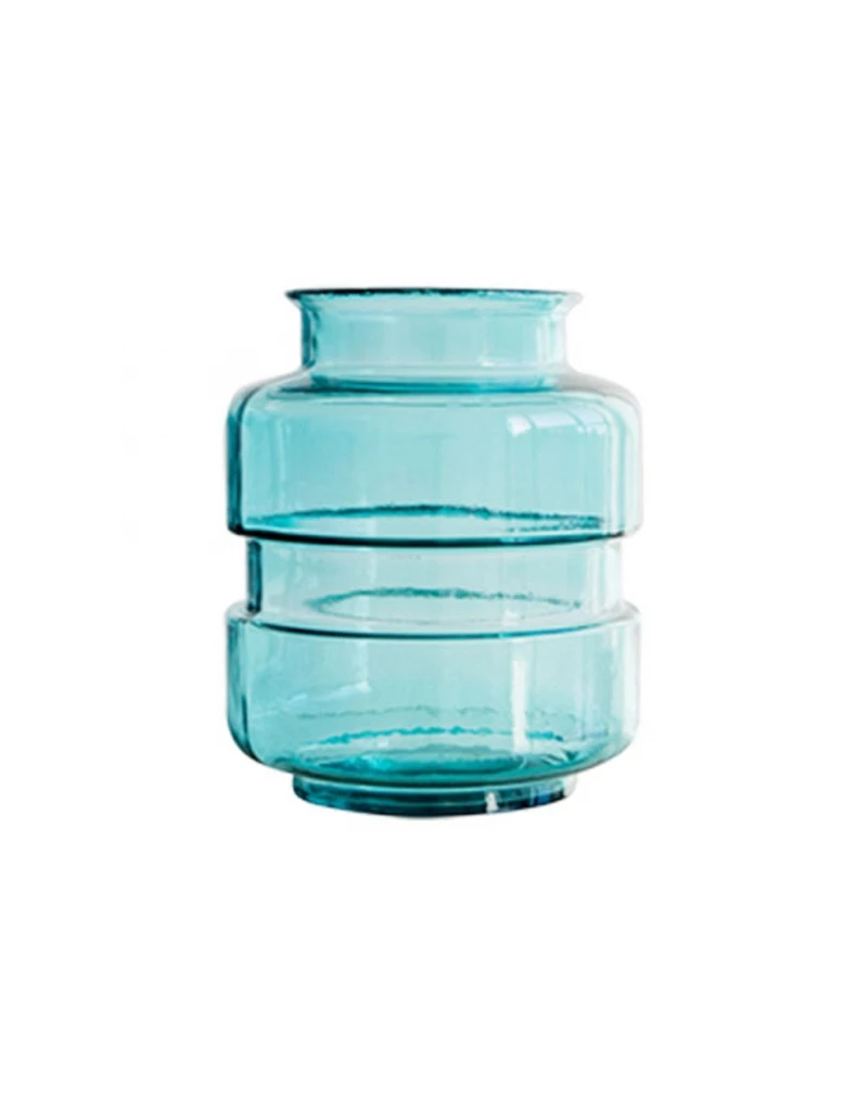 Florero cristal turquesa bajo 25cm - Mon Deco Shop